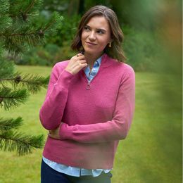 Merino-Pullover mit Rei&szlig;verschluss f&uuml;r Damen in Petite-Gr&ouml;&szlig;e, Damen, size: petite, Pink, Wolle, by Lands' End