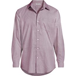 LANDS' END CLASSIC FIT. Klassik-Kragen. B&uuml;gelleichtes Pinpointhemd, Herren, size: regular, Rot, Baumwolle, by Lands' End