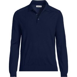 LANDS' END Merino-Polopullover f&uuml;r Herren, Herren, size: regular, Blau, Wolle, by Lands' End