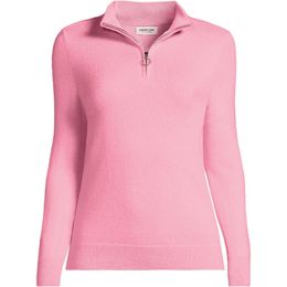 LANDS' END Kaschmir-Pullover mit Rei&szlig;verschluss, Damen, size: regular, Pink, Kaschmir, by Lands' End