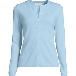 LANDS' END Kaschmir-Cardigan mit rundem Ausschnitt, Damen, size: regular, Blau, Kaschmir, by Lands' End