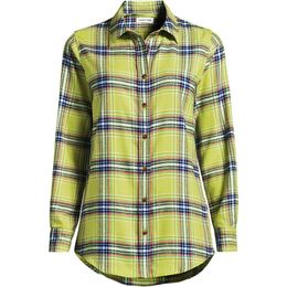 LANDS' END Boyfriend-Bluse aus Flanell, Damen, size: regular, Gr&uuml;n, Baumwolle, by Lands' End