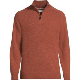 LANDS' END Rei&szlig;verschluss-Pullover aus Lambswool, Herren, size: regular, Orange, Wolle, by Lands' End