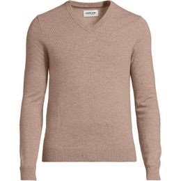 LANDS' END Kaschmirpullover mit V-Ausschnitt, Herren, size: regular, Braun, Kaschmir, by Lands' End