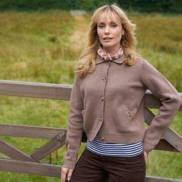LANDS' END Kurzer Baumwoll-Blazer f&uuml;r Damen, Damen, size: regular, Beige, Baumwolle, by Lands' End