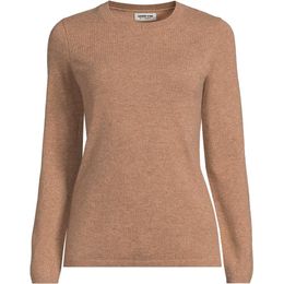 LANDS' END Kaschmir-Pullover mit rundem Ausschnitt, Damen, size: regular, Beige, Kaschmir, by Lands' End