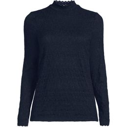 LANDS' END Spitzenshirt mit Stehkragen f&uuml;r Damen, Damen, size: regular, Blau, Elasthan/Nylon-Mischung, by Lands' End
