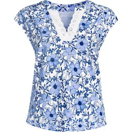 LANDS' END Baumwolle/Modal-Shirt mit Lochstickerei f&uuml;r Damen in Plus-Gr&ouml;&szlig;e, Damen, size: plus, Blau, Elasthan/Baumwoll-Mischung/Baumwolle Modal, by Lands' End