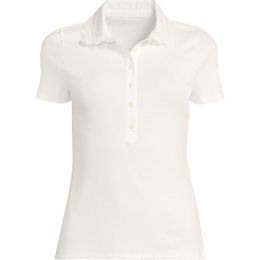 LANDS' END Feinripp-Poloshirt mit Lochmusterkragen, Damen, size: regular, Elfenbein, Baumwoll-Mischung, by Lands' End