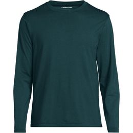 LANDS' END Supima Langarm-Shirt mit Rundhalsausschnitt, Herren, size: regular, Gr&uuml;n, Baumwolle, by Lands' End