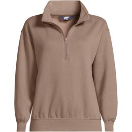 LANDS' END Serious Sweats Pullover mit Rei&szlig;verschluss f&uuml;r Damen in Plus-Gr&ouml;&szlig;e, Damen, size: plus, Braun, Baumwoll-Mischung/Polyester-Mischung, by Lands' End