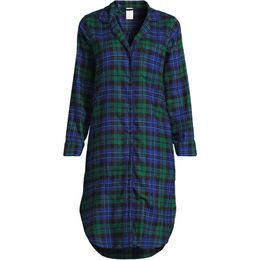 LANDS' END Flanell-Nachthemd aus reiner Baumwolle in Plus-Gr&ouml;&szlig;e, Damen, size: plus, Blau, Baumwolle, by Lands' End