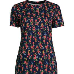 LANDS' END Supima Kurzarm-Shirt mit rundem Ausschnitt f&uuml;r Damen in Petite-Gr&ouml;&szlig;e, Damen, size: petite, Blau, Baumwolle, by Lands' End