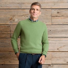 LANDS' END Kaschmirpullover mit rundem Ausschnitt in Tall-Gr&ouml;&szlig;e, Herren, size: tall, Gr&uuml;n, Kaschmir, by Lands' End