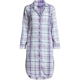 Flanell-Nachthemd aus reiner Baumwolle, Damen, size: regular, Blau, Baumwolle, by Lands' End