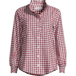 Flanellbluse mit R&uuml;schenkragen in Plus-Gr&ouml;&szlig;e, Damen, size: plus, Rot, Baumwolle, by Lands' End