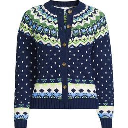 Fair Isle Cardigan aus Baumwollmix f&uuml;r Damen in Plus-Gr&ouml;&szlig;e, Damen, size: plus, Blau, Polyacryl/Schurwolle/Baumwoll-Mischung, by Lands' End