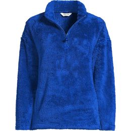 Pl&uuml;schfleece-Pullover mit Rei&szlig;verschluss f&uuml;r Damen, Damen, size: regular, Blau, Polyester, by Lands' End