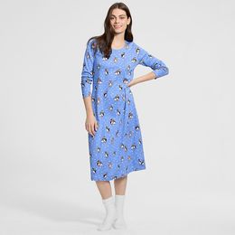 Wadenlanges Langarm-Nachthemd aus reiner Baumwolle f&uuml;r Damen in Petite-Gr&ouml;&szlig;e, Damen, size: petite, Blau, Baumwolle, by Lands' End