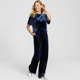 LANDS' END Samthose mit weitem Bein, Damen, size: regular, Blau, Polyester-Mischung, by Lands' End