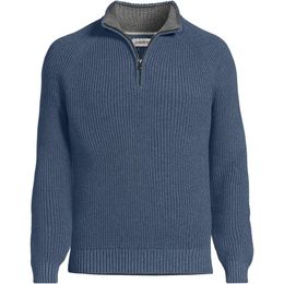 LANDS' END DRIFTER Pullover mit Rei&szlig;verschluss, Herren, size: regular, Blau, Baumwolle, by Lands' End