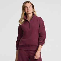LANDS' END Serious Sweats Pullover mit Rei&szlig;verschluss, Damen, size: regular, Rot, Baumwoll-Mischung/Polyester-Mischung, by Lands' End