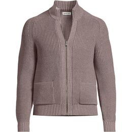 LANDS' END Drifter Cardigan mit Rei&szlig;verschluss, Herren, size: regular, Braun, Baumwolle, by Lands' End