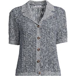 LANDS' END Soft Ease Ajour-Cardigan mit Leinen, Damen, size: regular, Blau, Baumwolle/Leinen/Nylon, by Lands' End