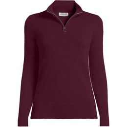 LANDS' END Kaschmir-Pullover mit Rei&szlig;verschluss, Damen, size: regular, Rot, Kaschmir, by Lands' End