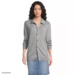 LANDS' END Feinstrick-Cardigan aus reiner Baumwolle mit Argyle-Muster, Herren, size: regular, Grau, Baumwolle, by Lands' End