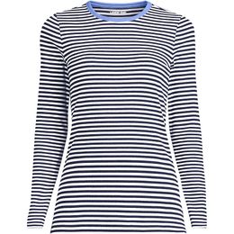 LANDS' END Langarmshirt aus mikrofeinem Baumwollripp f&uuml;r Damen in Plus-Gr&ouml;&szlig;e, Damen, size: plus, Blau, Baumwolle/Elasthan, by Lands' End