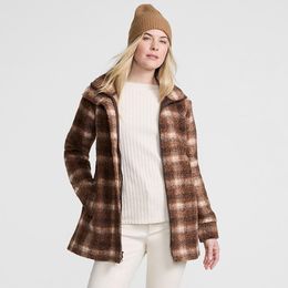 LANDS' END Gemusterte Boucl&eacute;-Jacke in Petite-Gr&ouml;&szlig;e, Damen, size: petite, Braun, Polyester, by Lands' End