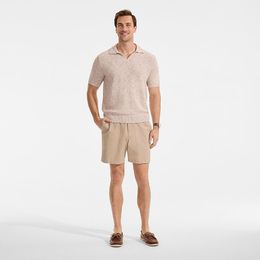 LANDS' END Leinenmix-Polopullover mit kurzen &Auml;rmeln f&uuml;r Herren, Herren, size: regular, Elfenbein, Baumwolle/Leinen/Nylon, by Lands' End