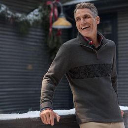 Bedford-Jacquardpullover, Herren, size: regular, Grau, Baumwoll-Mischung/Polyester-Mischung, by Lands' End