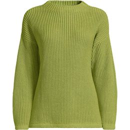 LANDS' END Drifter Rippstrick-Pullover mit kurzem Stehkragen, Damen, size: regular, Gr&uuml;n, Baumwolle, by Lands' End