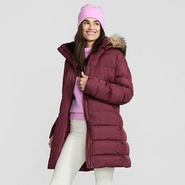 Daunenmantel mit Kapuze f&uuml;r Damen in Petite-Gr&ouml;&szlig;e, Damen, size: petite, Rot, Polyester, by Lands' End