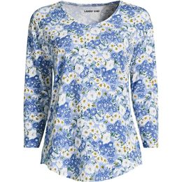 LANDS' END Flie&szlig;endes Shirt mit Ballettausschnitt in Petite-Gr&ouml;&szlig;e f&uuml;r Damen n Plus-Gr&ouml;&szlig;e, Damen, size: plus, Blau, Elasthan/Baumwoll-Mischung, by Lands' End