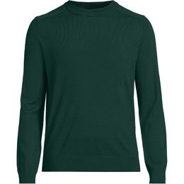 LANDS' END Merino-Rundhalspullover f&uuml;r Herren, Herren, size: regular, Gr&uuml;n, Wolle, by Lands' End