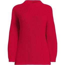 LANDS' END Drifter Rippstrick-Pullover mit kurzem Stehkragen, Damen, size: regular, Rot, Baumwolle, by Lands' End