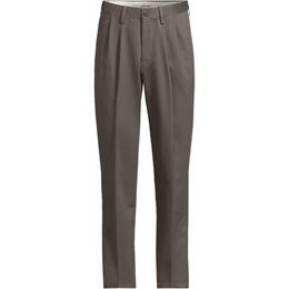 LANDS' END B&uuml;gelleichte Chinohose mit Bundfalten, Komfortbund, Classic Fit, Herren, size: regular, Braun, by Lands' End