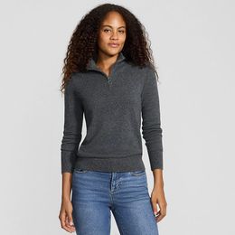 LANDS' END Kaschmir-Pullover mit Rei&szlig;verschluss, Damen, size: regular, Beige, Kaschmir, by Lands' End