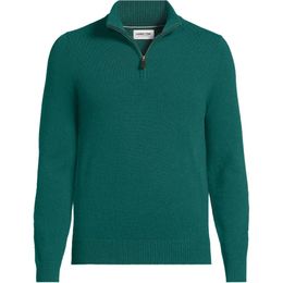 LANDS' END Kaschmir-Pullover mit Rei&szlig;verschluss, Herren, size: regular, Gr&uuml;n, Kaschmir, by Lands' End