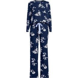 LANDS' END Gemustertes Pyjama-Set aus Baumwoll-Jersey f&uuml;r Damen in Plus-Gr&ouml;&szlig;e, Damen, size: plus, Blau, Elasthan/Baumwoll-Mischung, by Lands' End