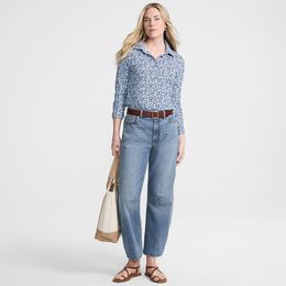 LANDS' END Soft Denim Relaxte Barrel-Jeans Mid Waist, Damen, size: regular, Blau, by Lands' End