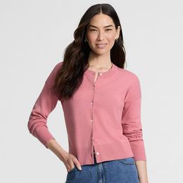 LANDS' END Kurzer Feinstrick-Cardigan aus Baumwolle f&uuml;r Damen, Damen, size: regular, Rot, Baumwolle, by Lands' End