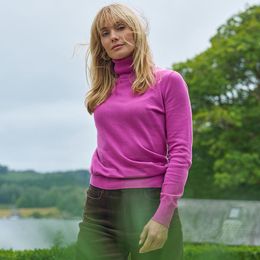 LANDS' END Feinstrick-Rollkragenpullover aus Baumwolle f&uuml;r Damen, Damen, size: regular, Lila, Baumwolle, by Lands' End