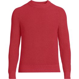 LANDS' END Drifter Strukturstrick-Pullover f&uuml;r Herren, Herren, size: regular, Rot, Baumwolle, by Lands' End