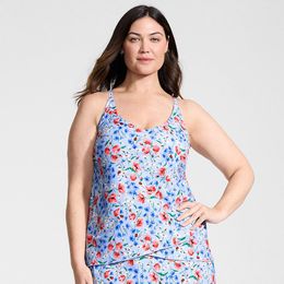 LANDS' END Tankinitop mit Tulpensaum chlorresistent f&uuml;r Damen in Plus-Gr&ouml;&szlig;e, Damen, size: plus, Blau, Nylon-Mischung, by Lands' End