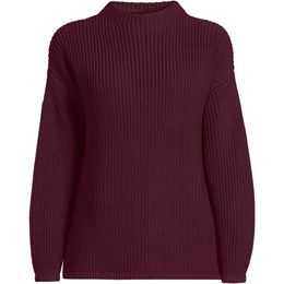 LANDS' END Drifter Rippstrick-Pullover mit kurzem Stehkragen, Damen, size: regular, Rot, Baumwolle, by Lands' End