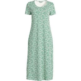 LANDS' END Wadenlanges Kurzarm-Nachthemd aus reiner Baumwolle f&uuml;r Damen in Plus-Gr&ouml;&szlig;e, Damen, size: plus, Gr&uuml;n, Baumwolle, by Lands' End